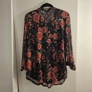 Cocomo | Tops | Cocomo Womens Black And Red Floral Blouse | Poshmark